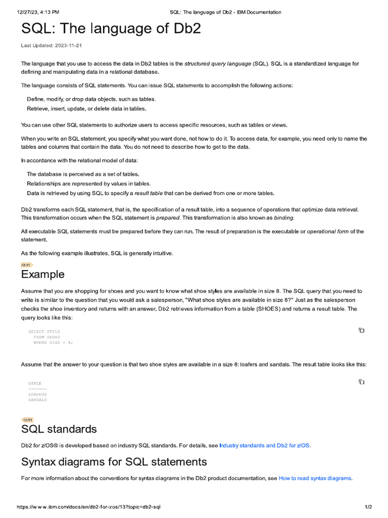 SQL: The Language of Db2 | PDF