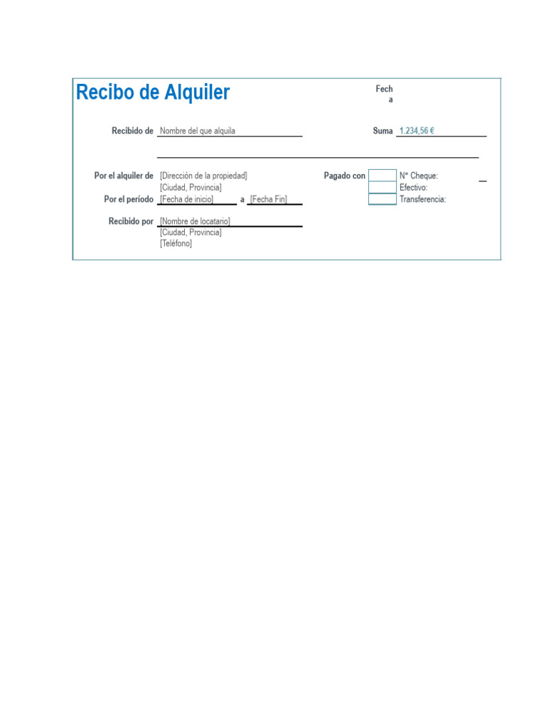 Modelo de Recibo de Alquiler PDF | PDF