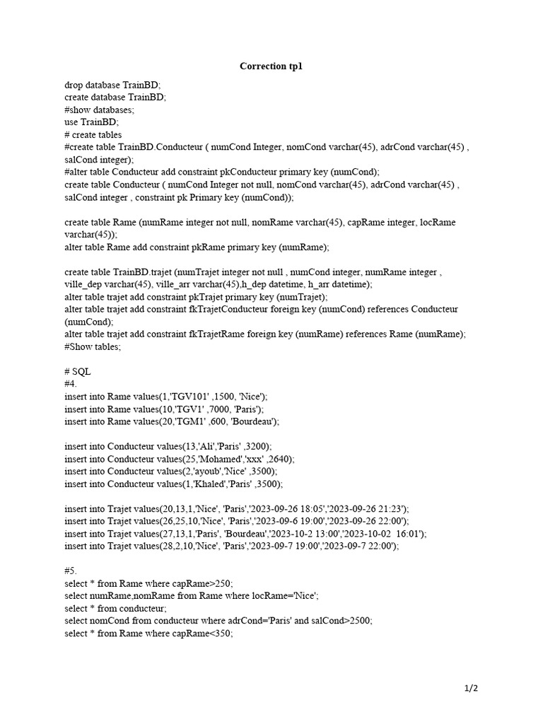 Correction Tp1 | PDF | Data Management Software | Information Science