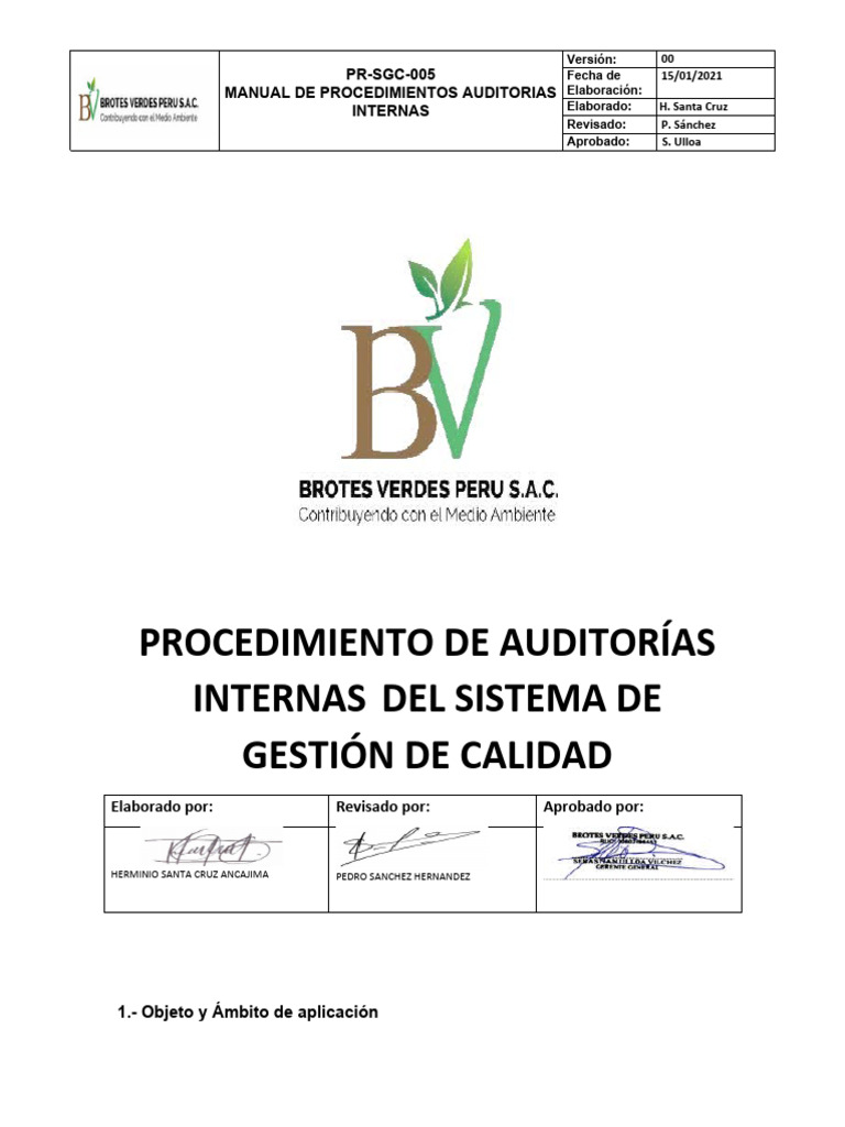 PR-SGC-005 Procedimientos Auditorias Internas | PDF | Auditoría | Contralor