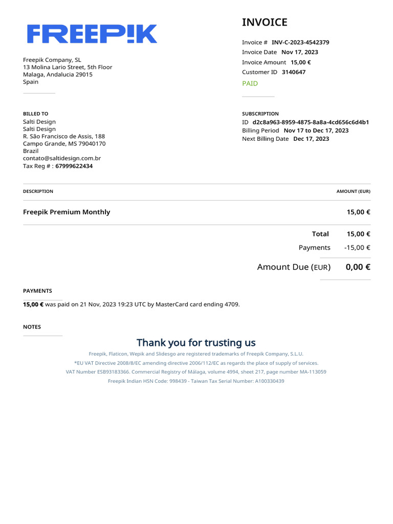 Freepikcompany-Eu Invoice 199OIGTyv5fiU3Ky7 | PDF | Invoice | Economies