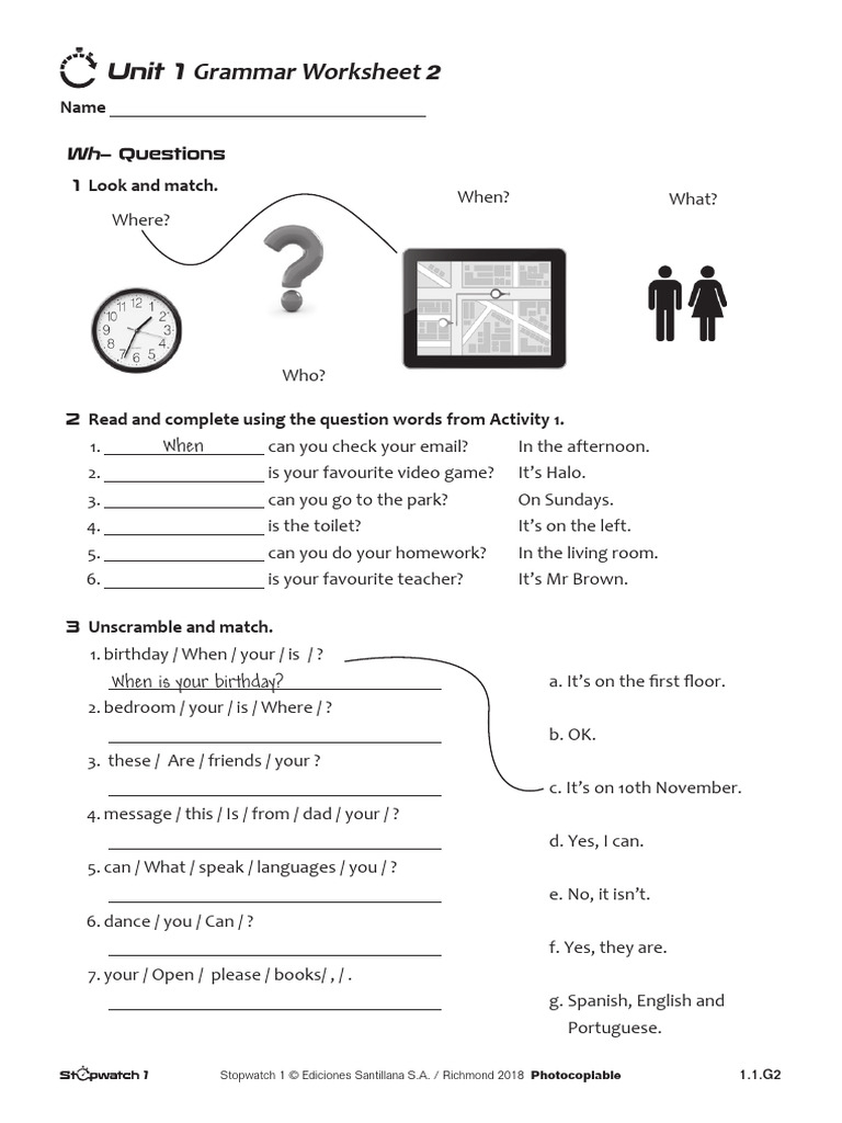 Grammar Worksheet: Unit 1 2 | PDF