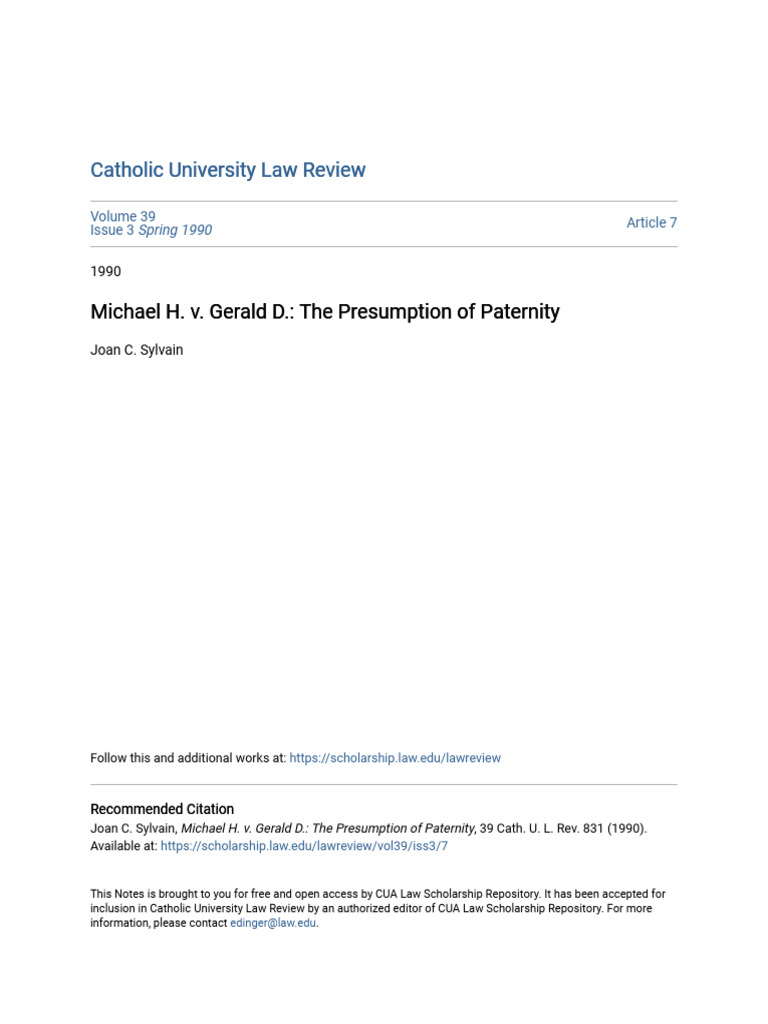 Michael H. v. Gerald D. - The Presumption of Paternity | PDF