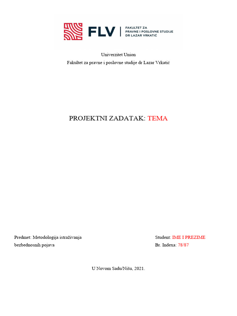 Projektni Zadatak - Å¡ablon | PDF