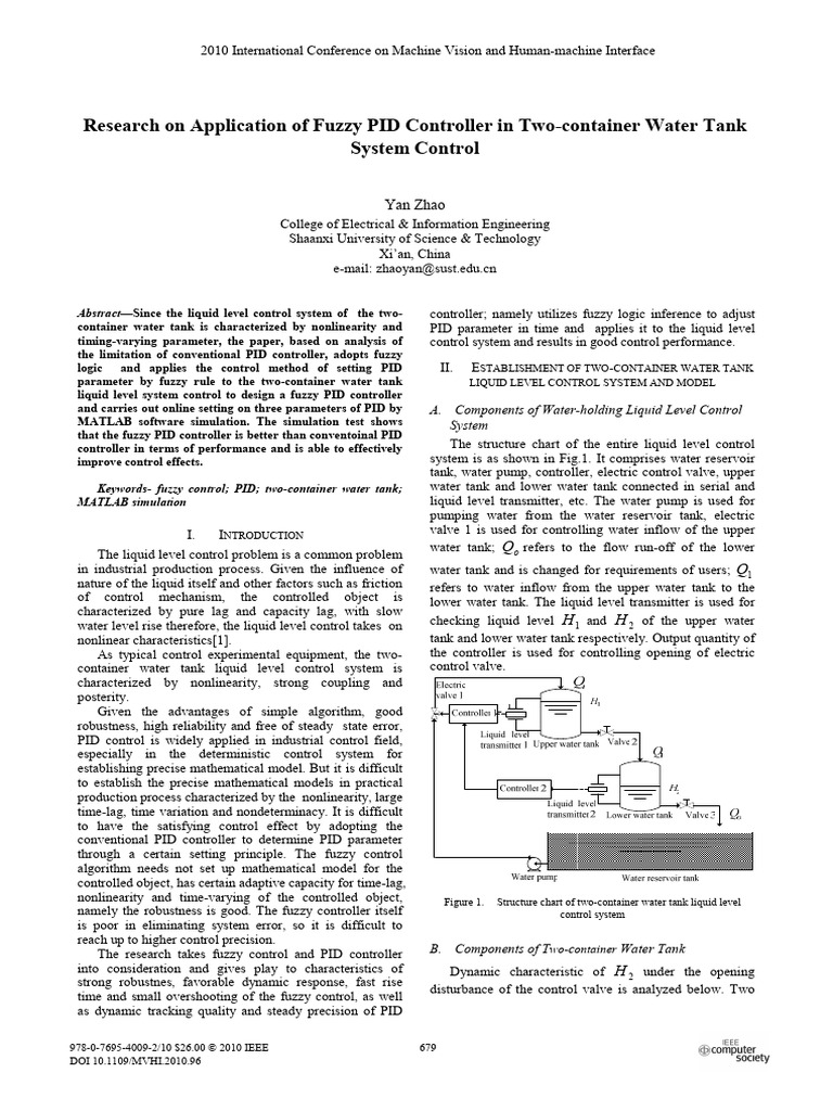 Fuzzy PID Control in Water Tanks | PDF | Control Theory | Fuzzy Logic