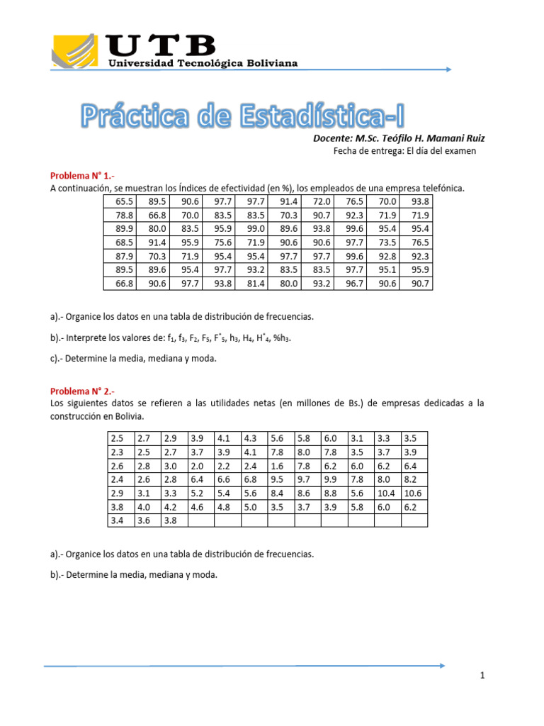 Práctica Est-I (Tablas Incompl) | PDF | Muestreo (Estadísticas)