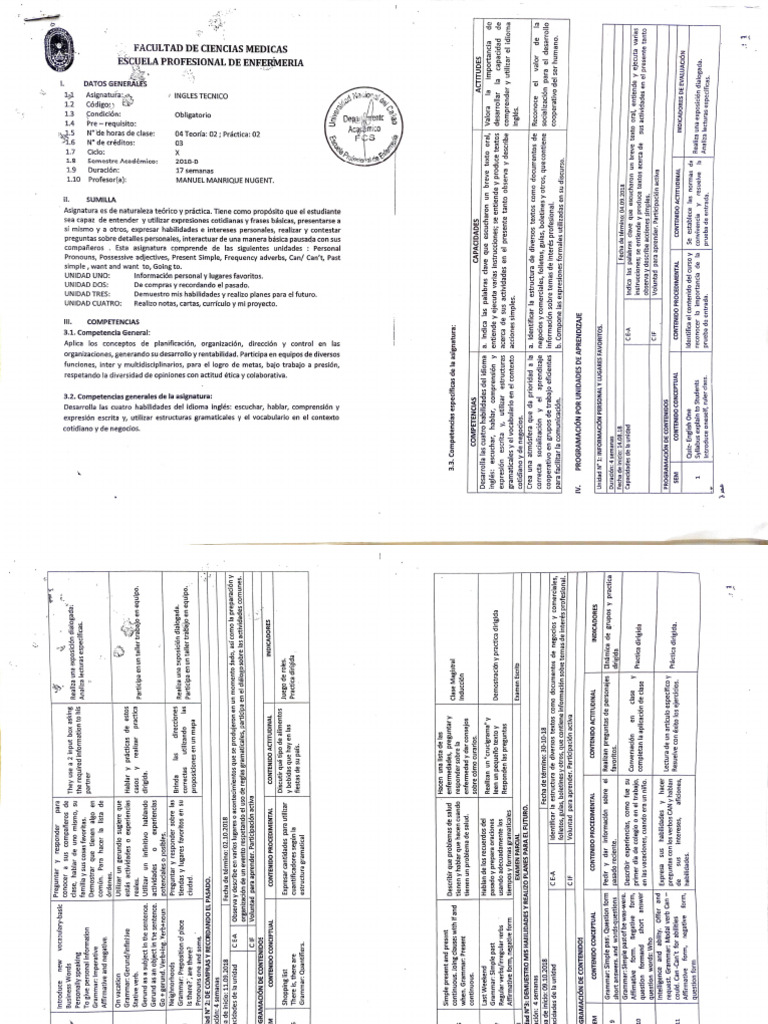 Sílabo - Inglés | PDF