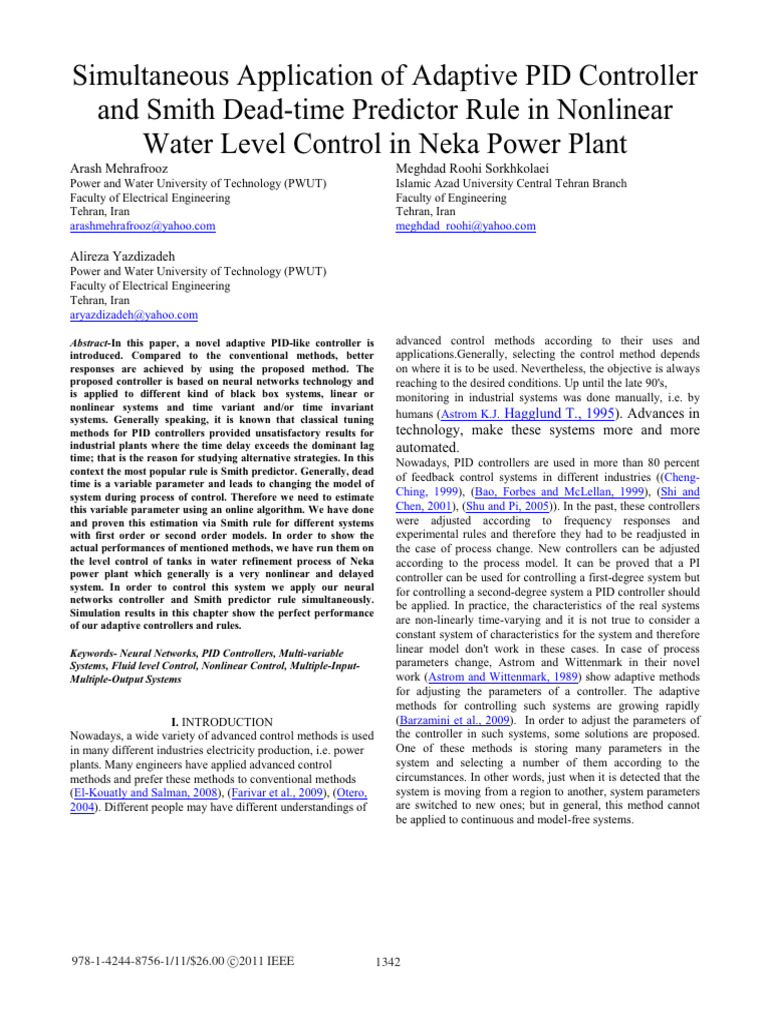 Adaptive PID Controller | PDF | Control Theory | Artificial Neural Network