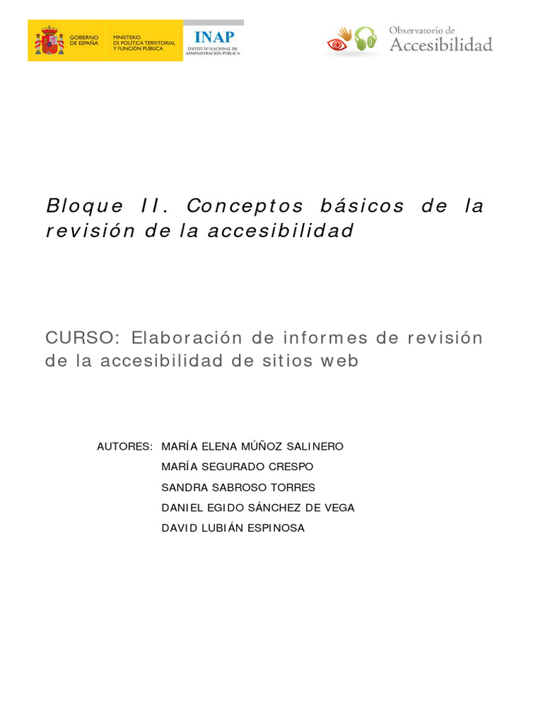 Bloque II. Conceptos Básicos de La Revisión de La Accesibilidad | PDF ...
