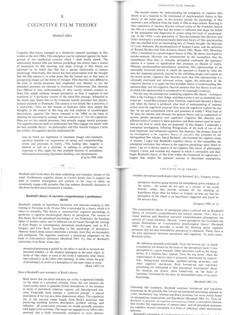 Cognitive Film Theory | PDF | Perception | Schema (Psychology)
