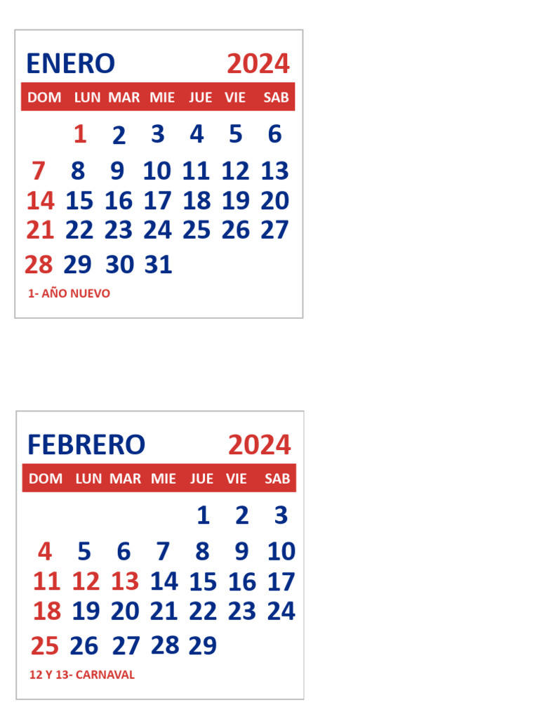 Calendario 5x5 2024 | PDF | Observancias
