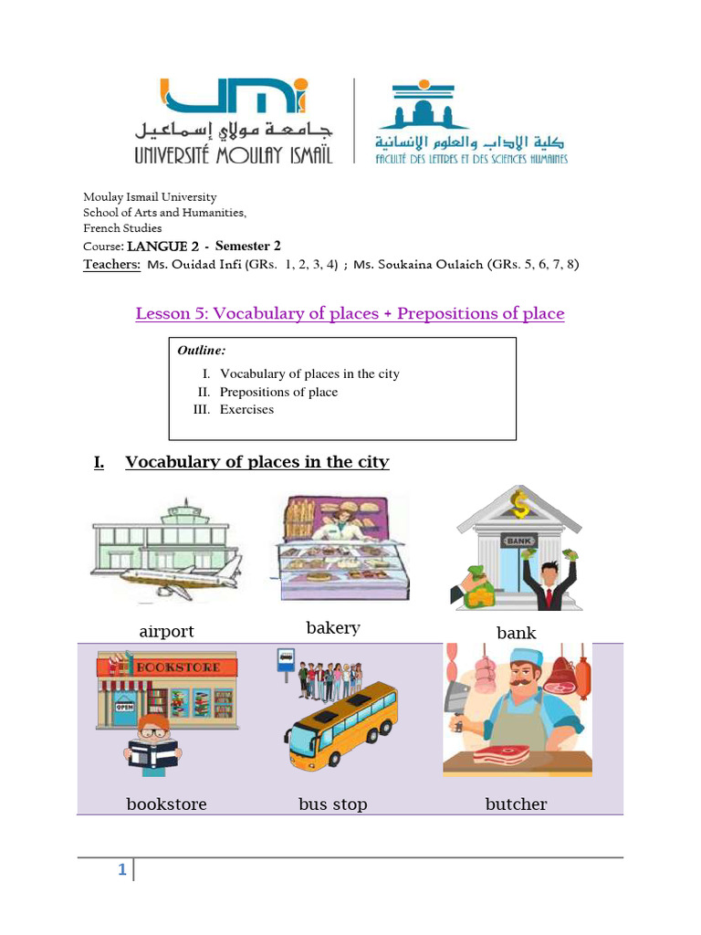 Lesson 5 - Vocabulary of Places | PDF