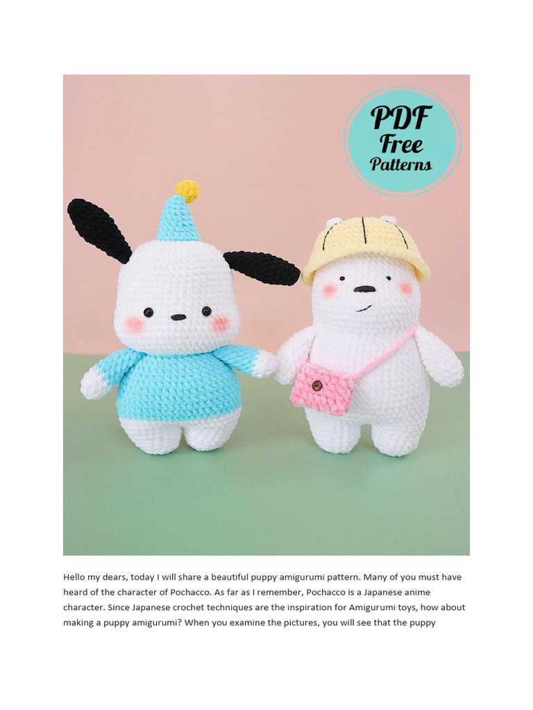 Crochet Pochacco Puppy PDF Amigurumi Free Pattern | PDF