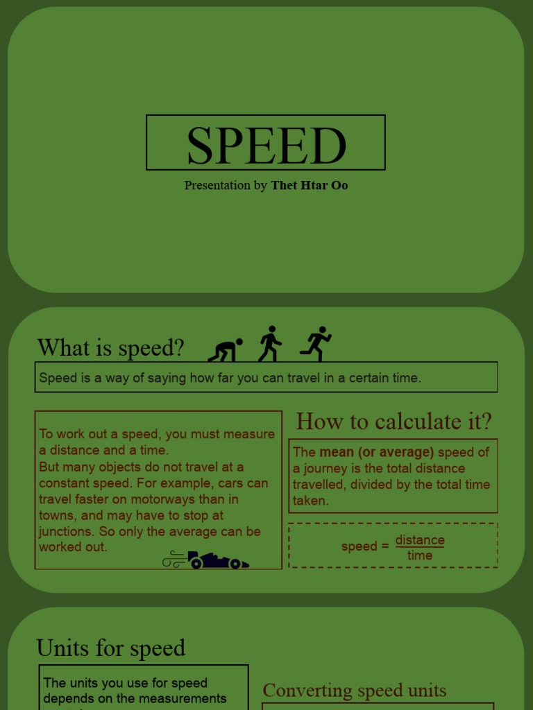 S3 Sci Presebtation - Speed | PDF | Speed | Spacetime
