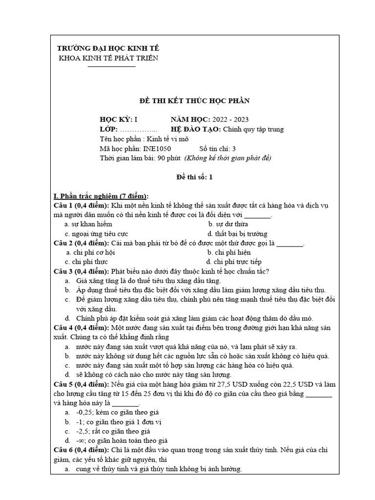 Mẫu Đề Thi KTVM - 2023 | PDF