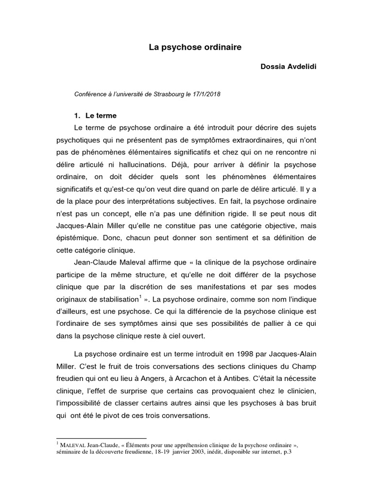 La psychose ordinaire expliquée | PDF | Philosophie | Sciences et ...