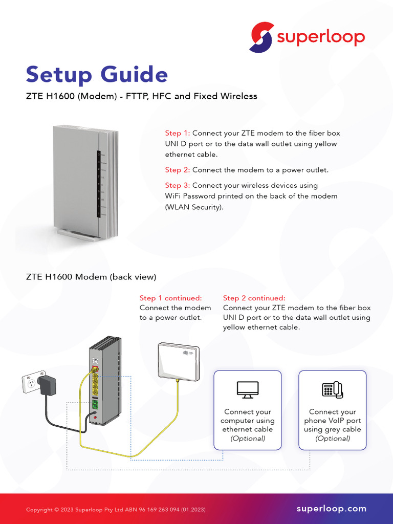 H1600 Setup Manual For FTTC-HFC | PDF