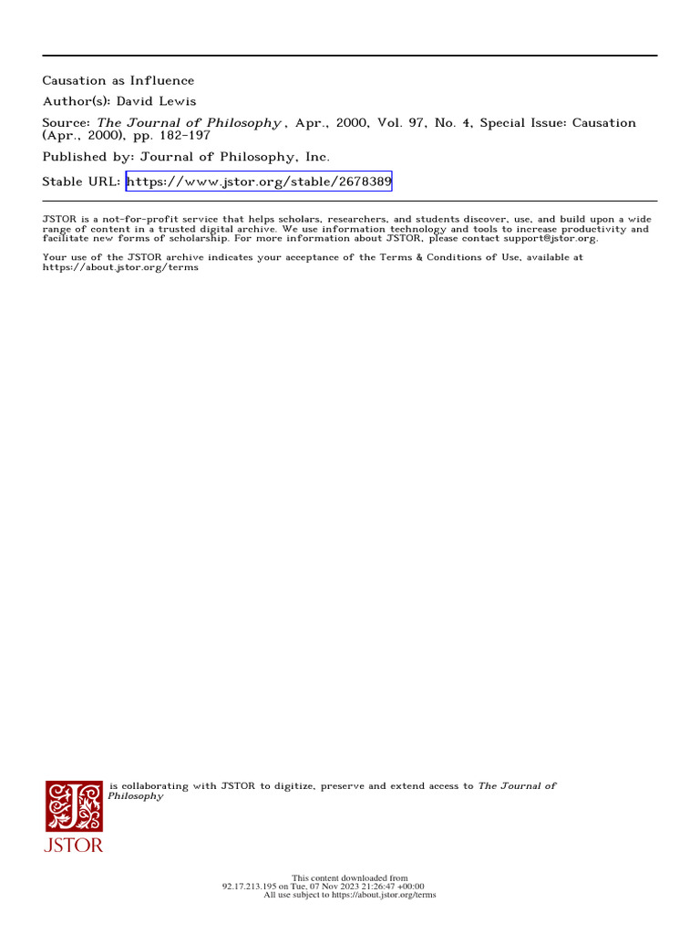 Causation As Influence | PDF | Causality | Logic