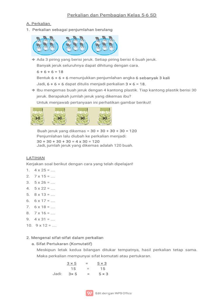 MTK Kelas 5&6 (Perkalian Dan Pembagian) | PDF