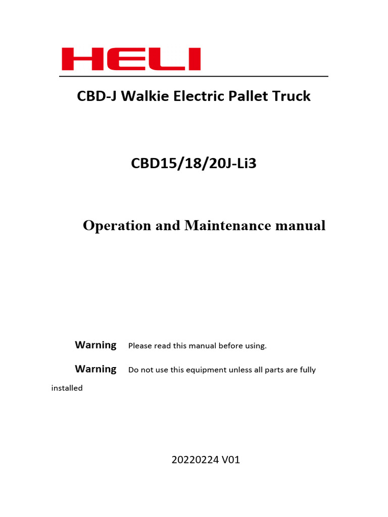 CBD15/18/20J-Li3 Pallet Truck Manual | PDF