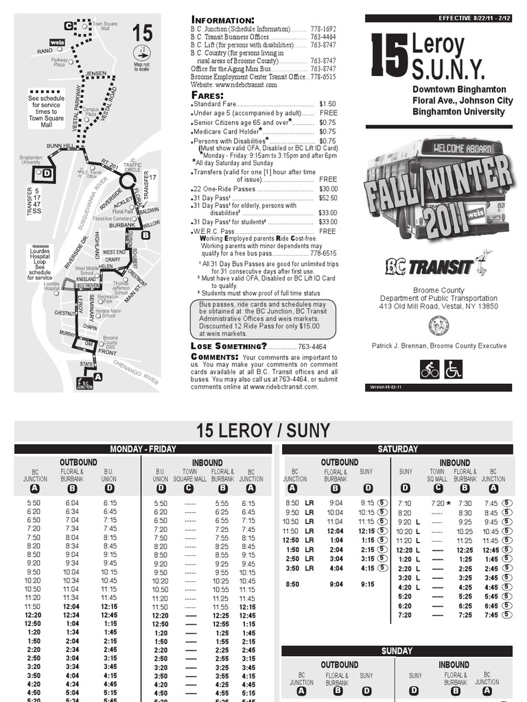 #15 Blue Bus Fall Schedule | PDF | Passenger Rail Transport | Public ...