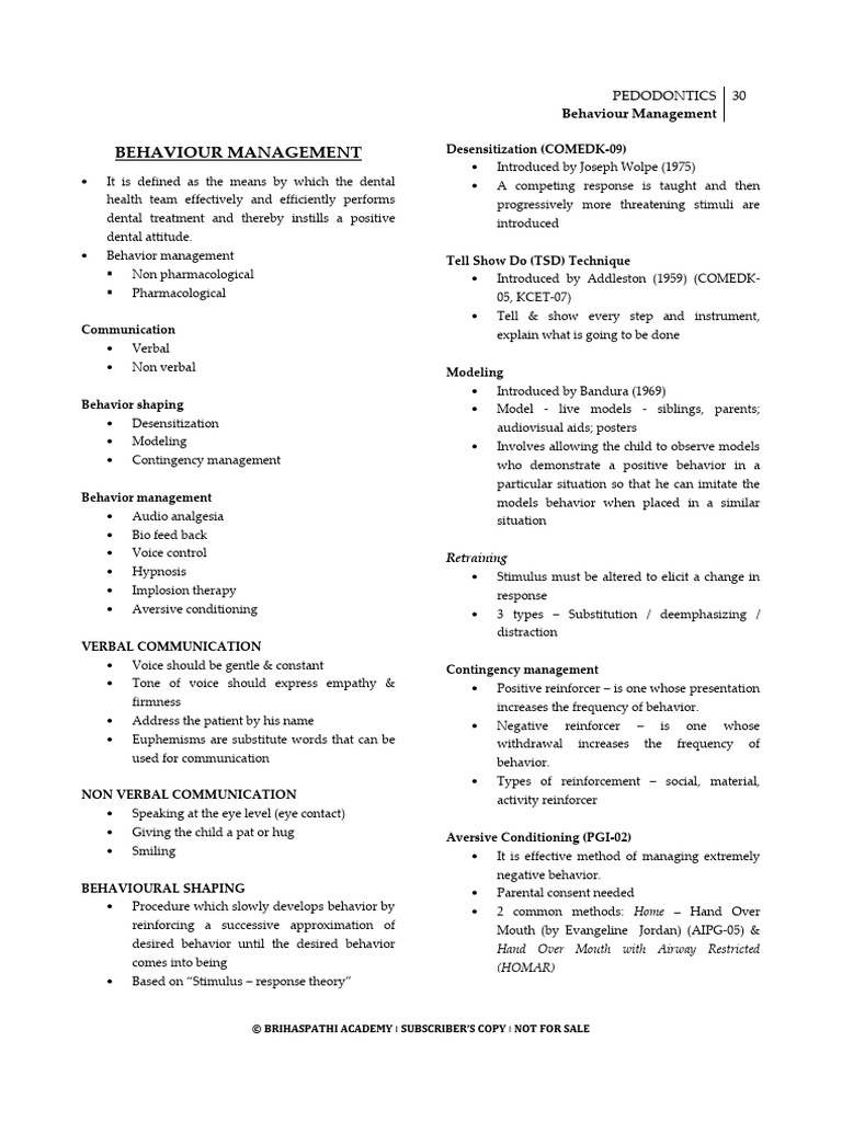 Pediatric Dental Behavior Management | PDF | Career & Growth | Self ...