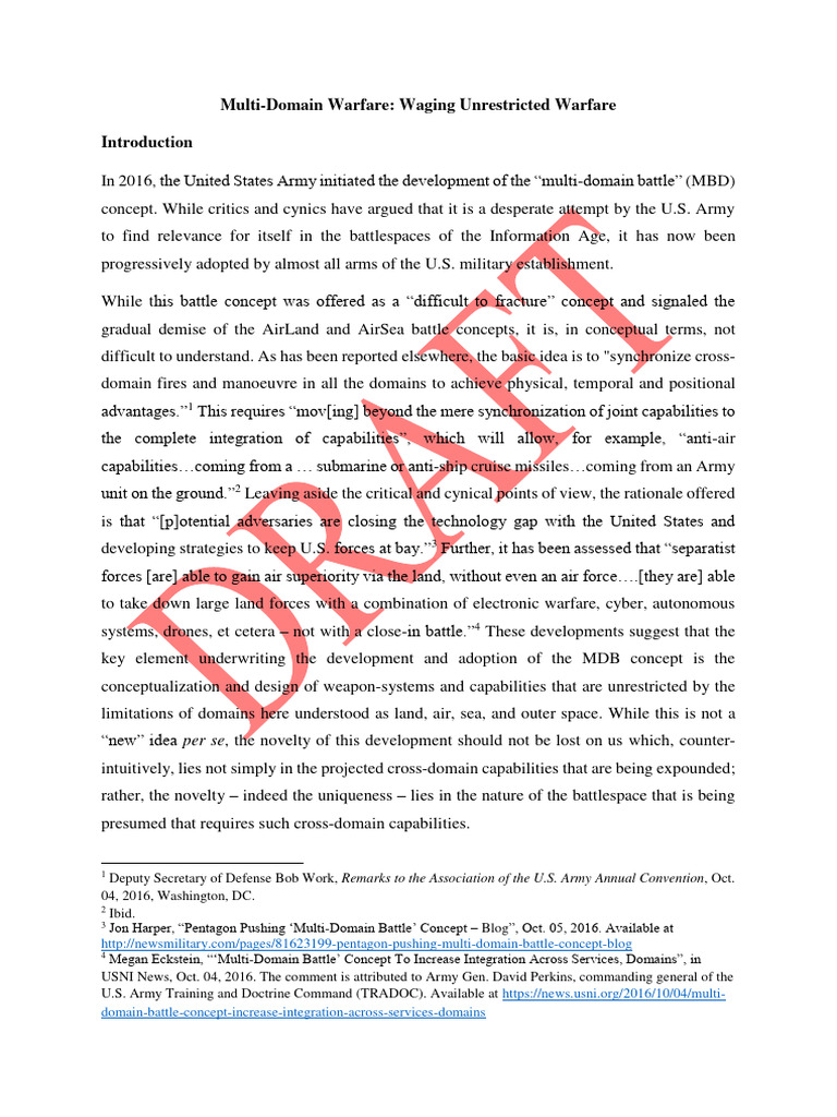 Multi Domain Warfare Waging Unrestricted | PDF Multi Domain Warfare Waging Unrestricted | PDF