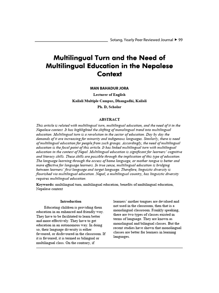 MB Jora-Sotang Journal | PDF | Multilingualism | Second Language Acquisition