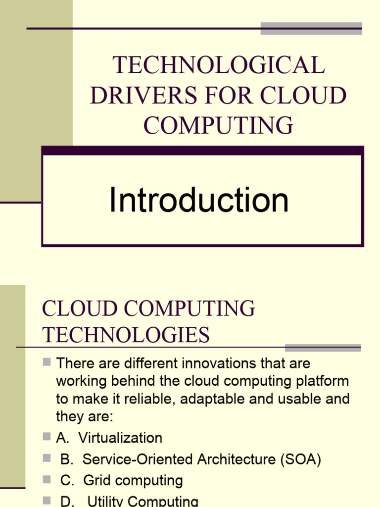 Technological Drivers For Cloud Computing | PDF | Virtualization ...