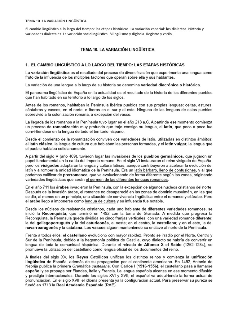 Variación Lingüística y Dialectos | PDF | Dialecto | Lengua española