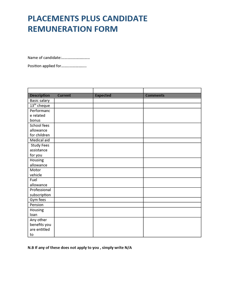 Remuneration Form | PDF