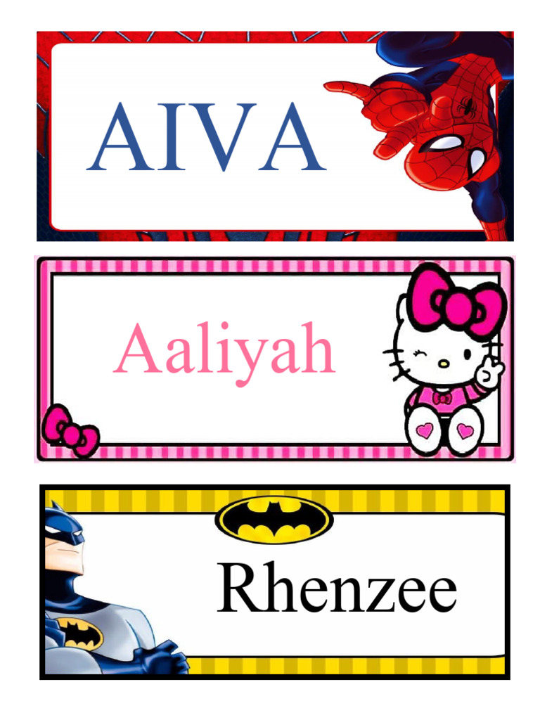 Subject Label - Kids Cartoon Characters | PDF