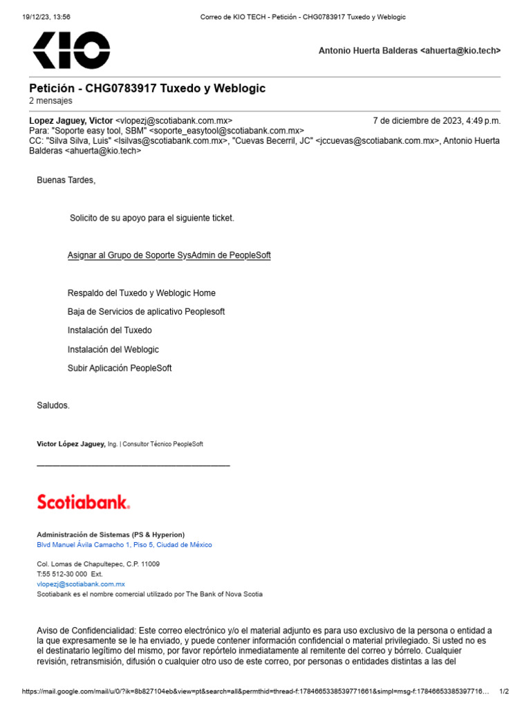 CHG0783917 Tuxedo y Weblogic | PDF