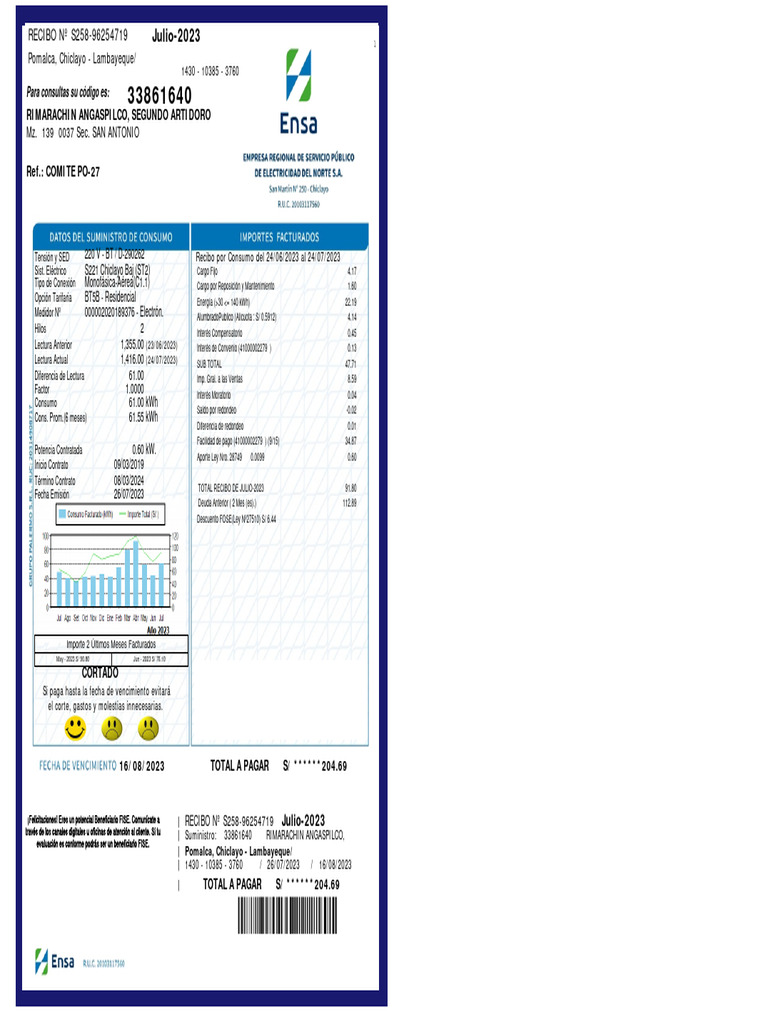Recibo 33861640 | Descargar gratis PDF | Energia electrica | Electricidad