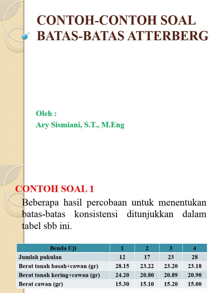 Contoh Soal Batas Atterberg Tanah | PDF