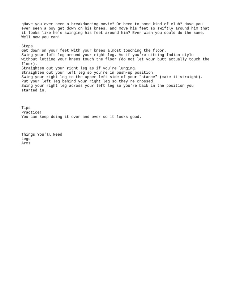 How To Do A 6 Step Breakdance | PDF