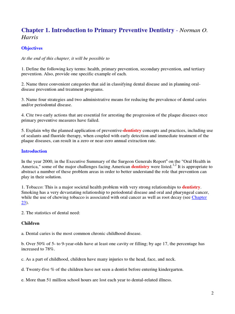 Introduction To Preventive Dentistry | PDF