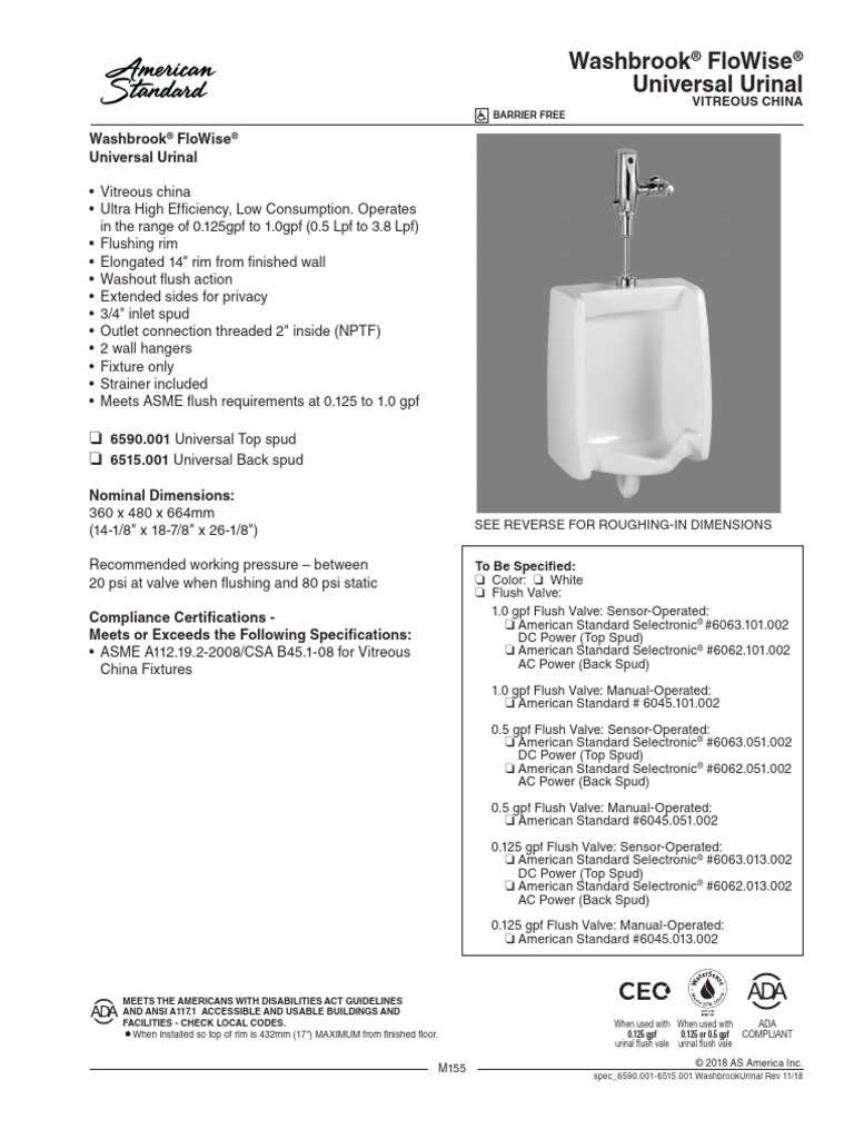 Spec EN 6590001 WASHBROOK TS Urinal | PDF | Building Engineering ...