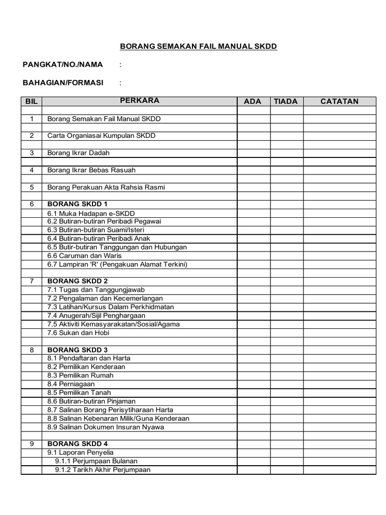 Borang Semakan Fail SKDD | PDF Borang Semakan Fail SKDD | PDF