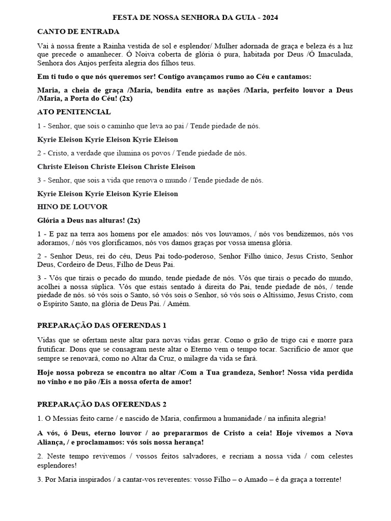 Festa de Nossa Senhora Da Guia 2024-1 | PDF | Eucaristia | Maria, mãe de Jesus