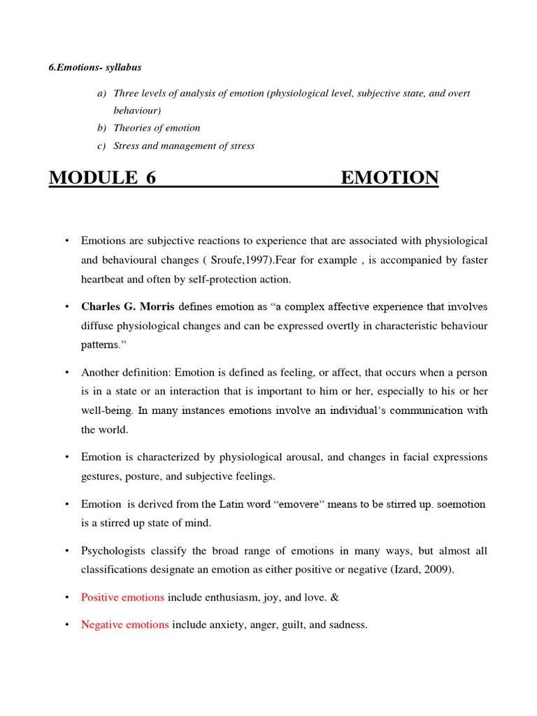 Module 6-Emotion | PDF | Emotions | Stress (Biology)
