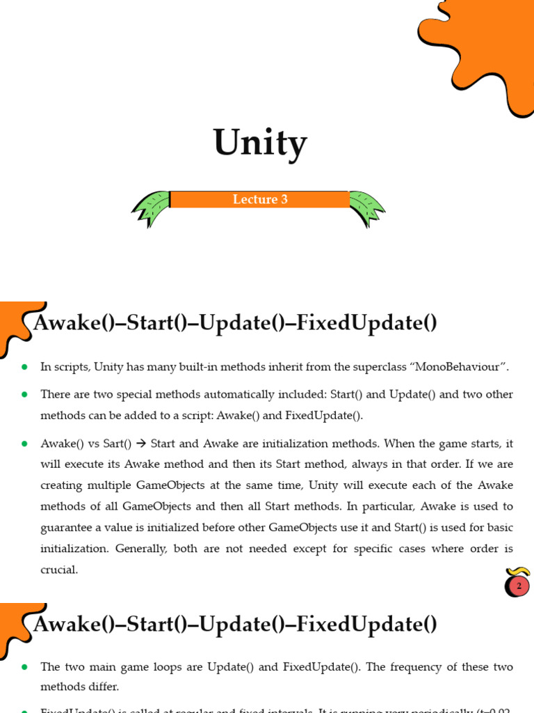 Unity MonoBehaviour Methods Guide | PDF | Euclidean Vector | Force