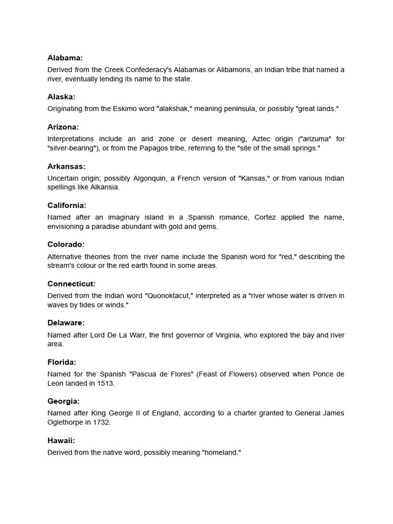 US State Name Origins Explained | PDF | Sioux | Indigenous Peoples Of ...