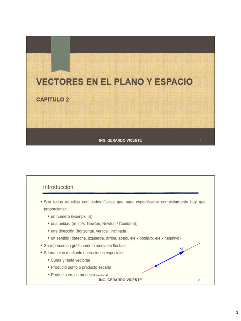 02 Vectores en El Plano y Espacio | PDF | Vector Euclidiano | Escalar (Matemáticas)