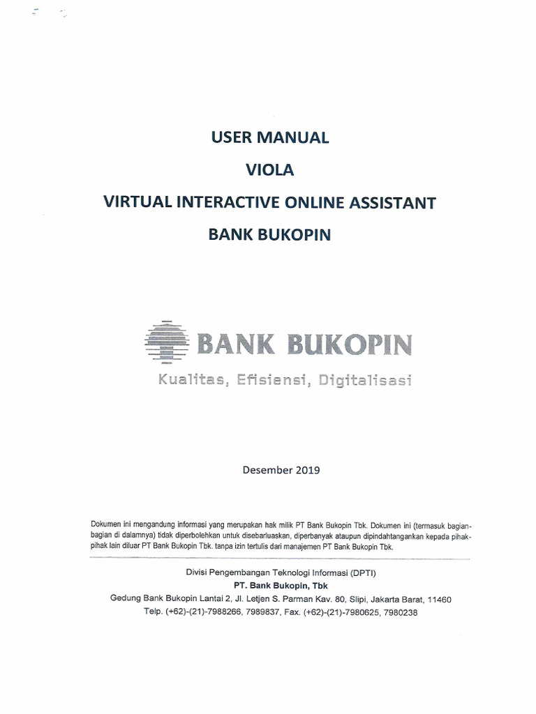 User Manual VIOLA (Virtual Interactive Online Assistant) Bank Bukopin | PDF
