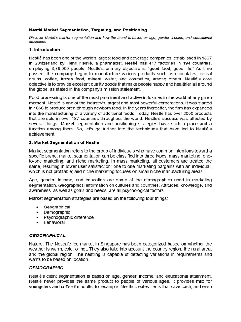 Nestle Case Study | PDF | Career & Growth