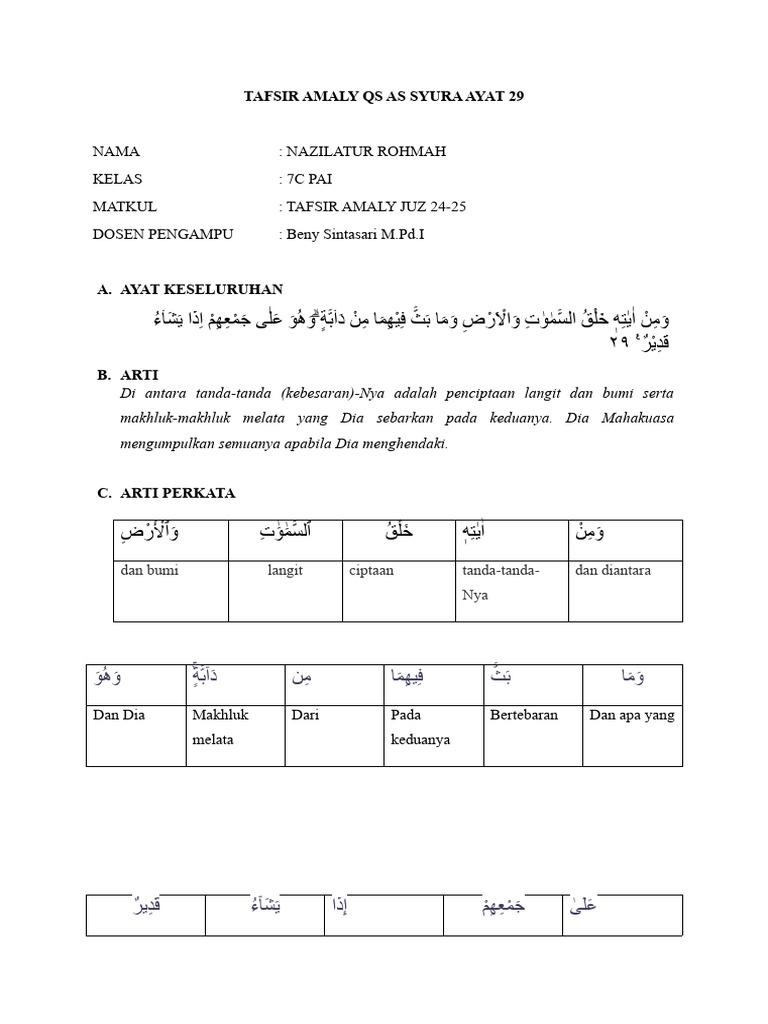 Tafsir QS As Syura Ayat 29 | PDF