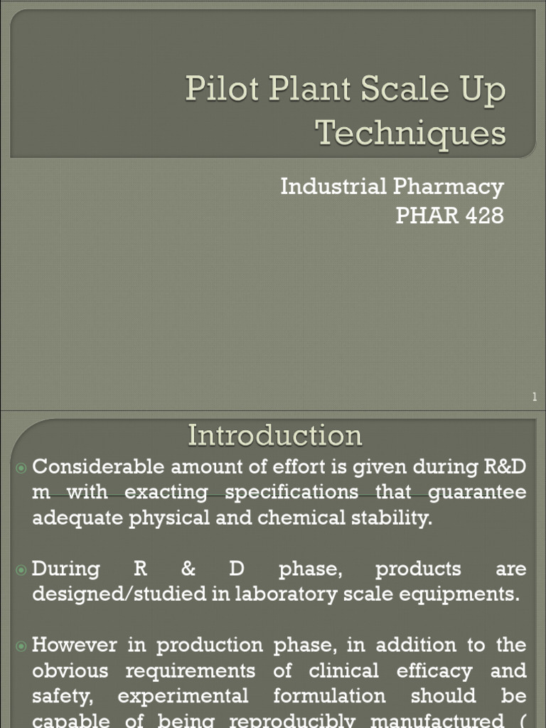 Pilot Plant Scale Up Techniques | PDF | Packaging And Labeling ...