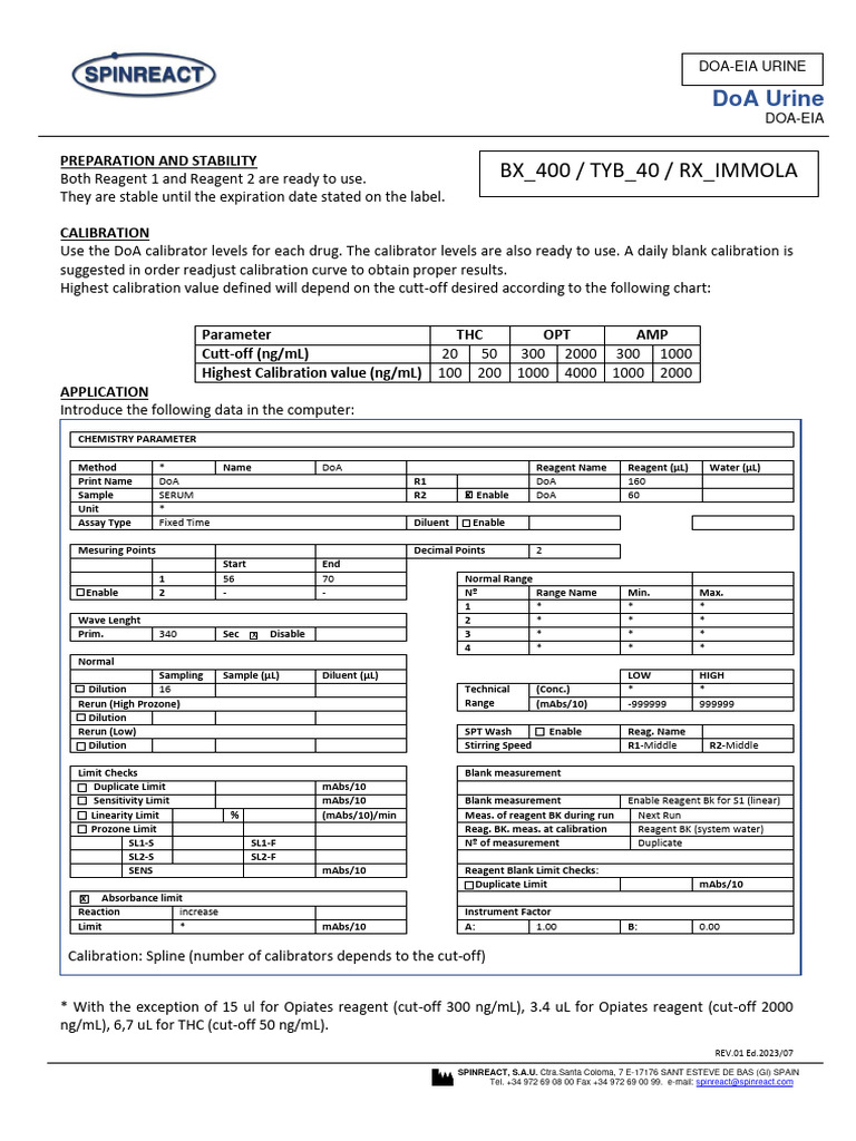 DoA BX400 TYB40 RXIMMOLA DRAFT 01 | PDF | Laboratories | Laboratory Techniques
