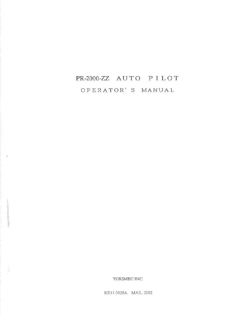 Autopilot Tokimec pr2000 Manual | PDF